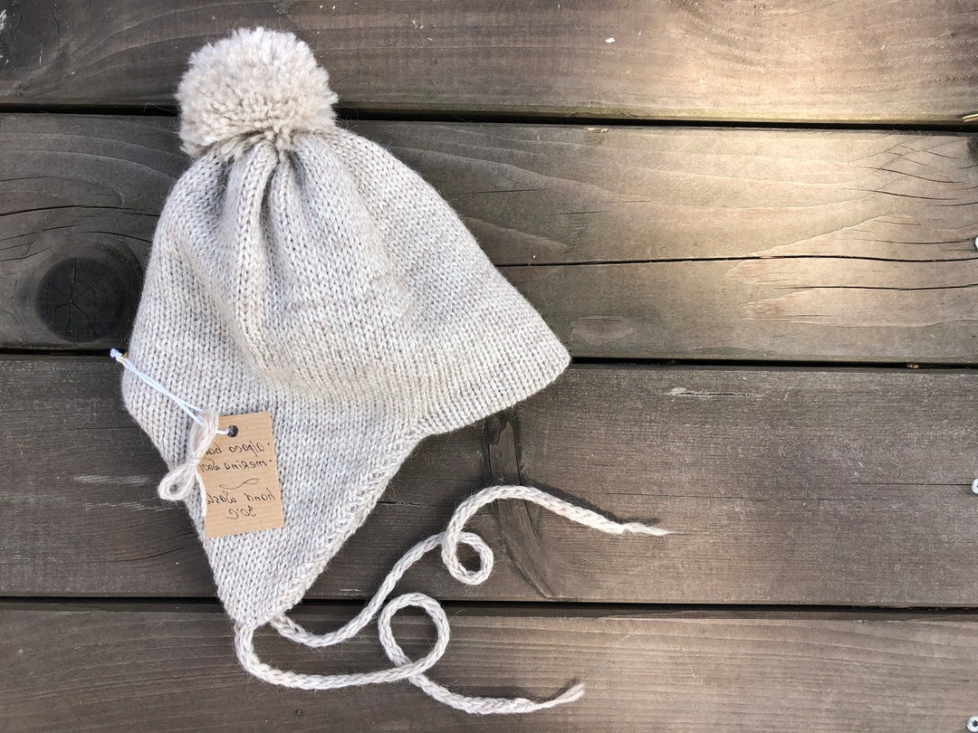 Bilateral Cap Two-layer Beige Winter Baby Double Hat Ear Flap Pom Pom ...