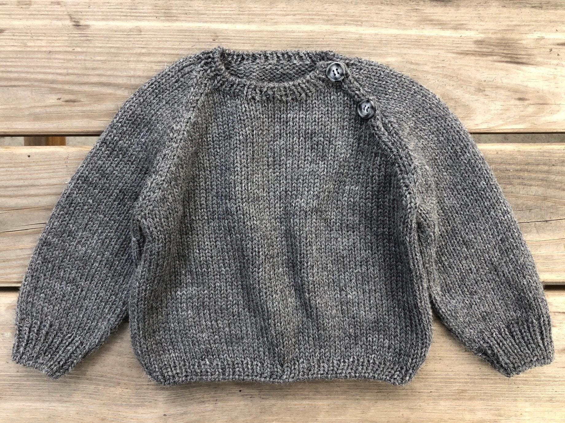 Grey Knit Wool Baby Raglan Sweater Boho Merino Clothes Newborn Jumper ...