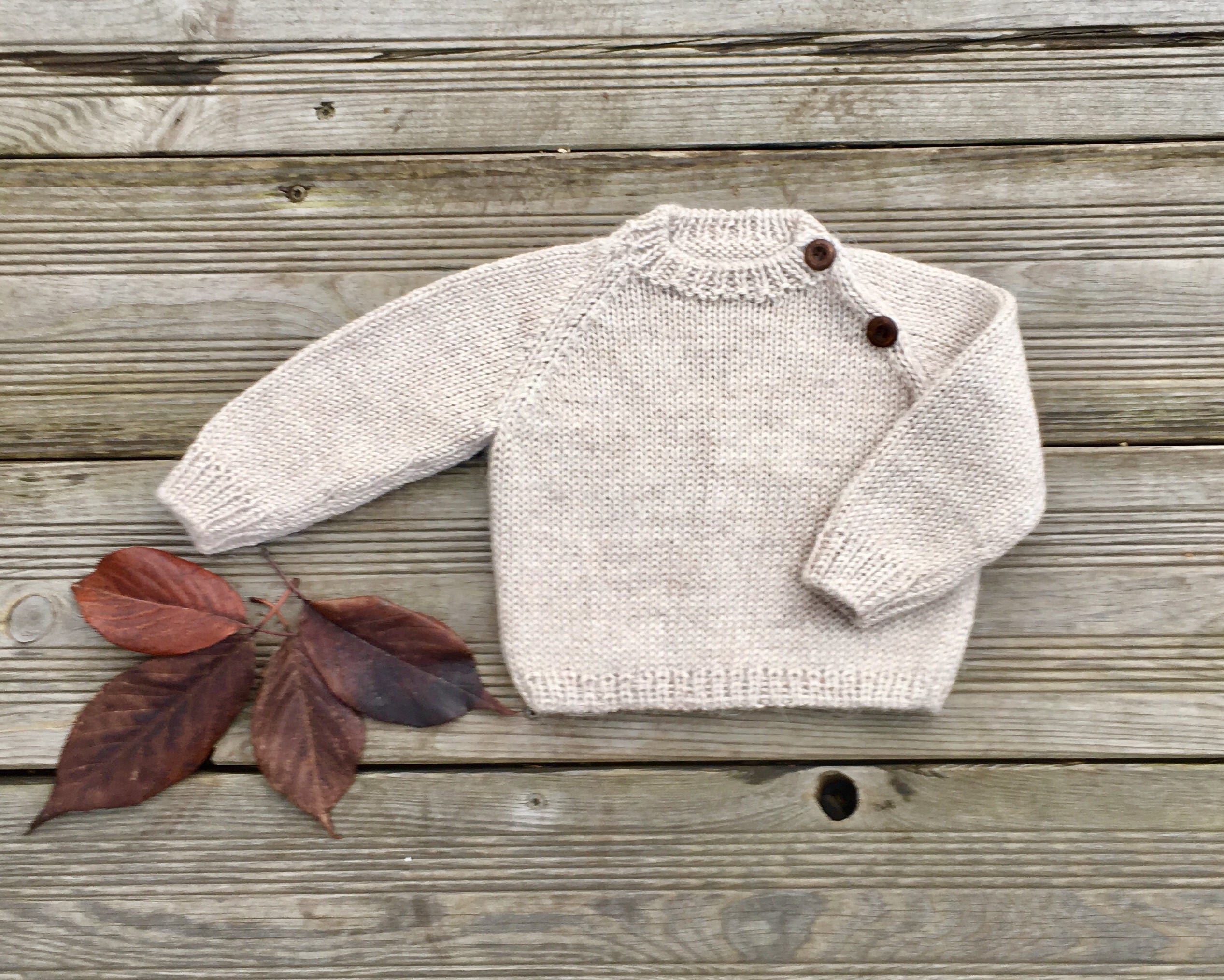 Merino Wool Baby Knit Sweater Beige Unisex Child Jumper Boy Girl ...