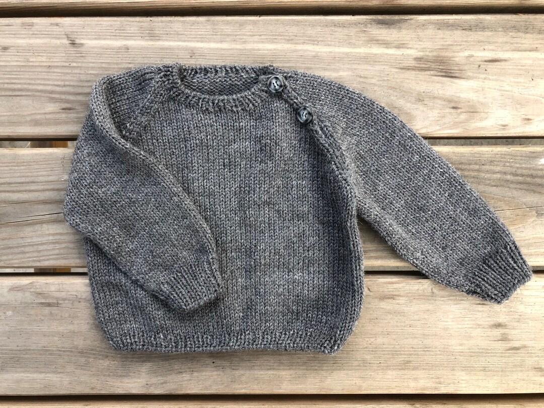 Grey Knit Wool Baby Raglan Sweater Boho Merino Clothes Newborn Jumper ...