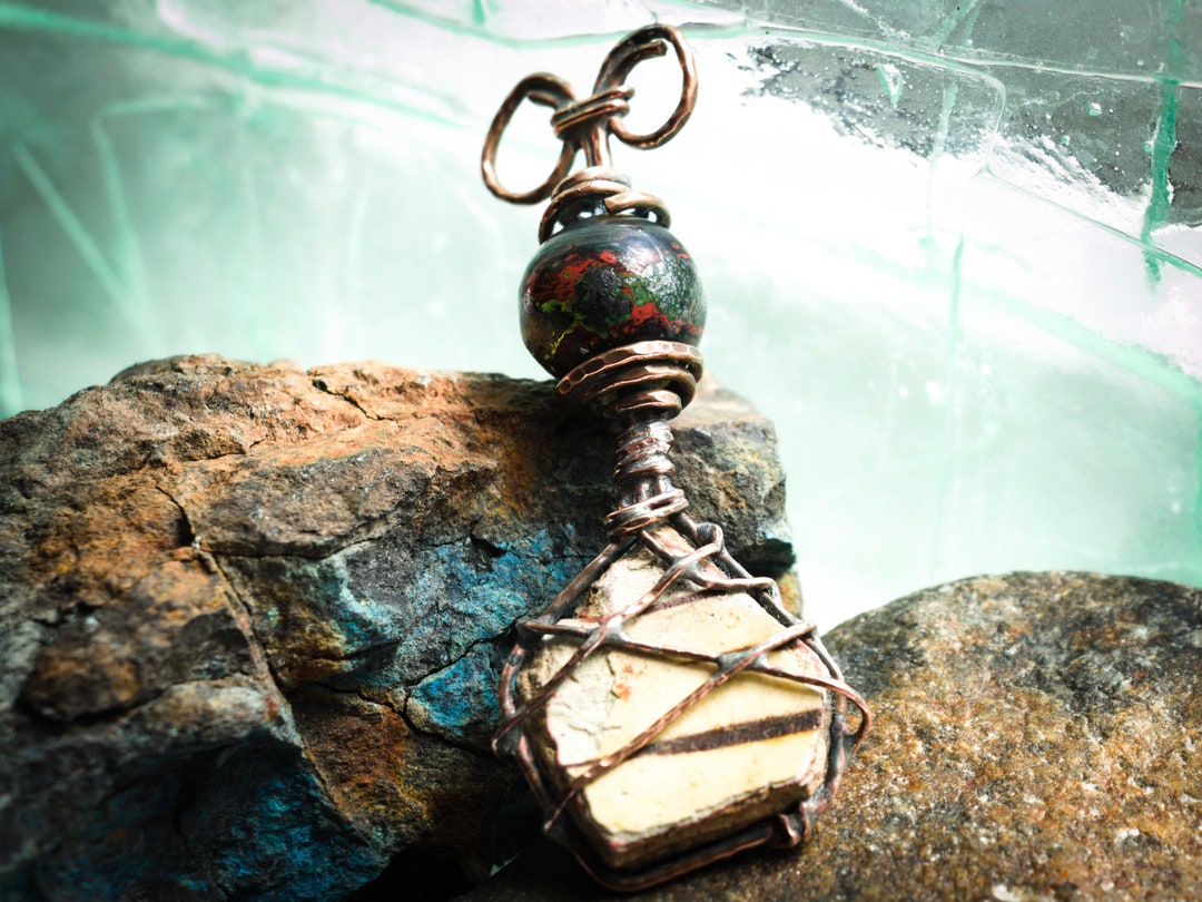 Uranium Glass Bead & Beach Pottery Accessory Hand Crafted - Etsy