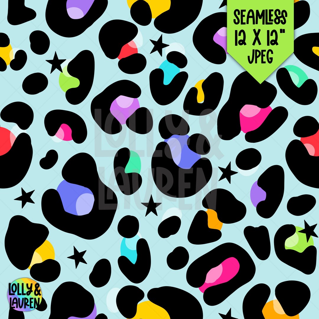 Blue Leopard Print Star Seamless Pattern, Fun Fabric Design, Animal ...