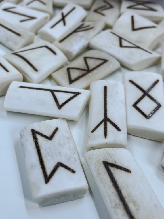 Bone Rune Set Elder Futhark Includes Hand Stitched - Etsy