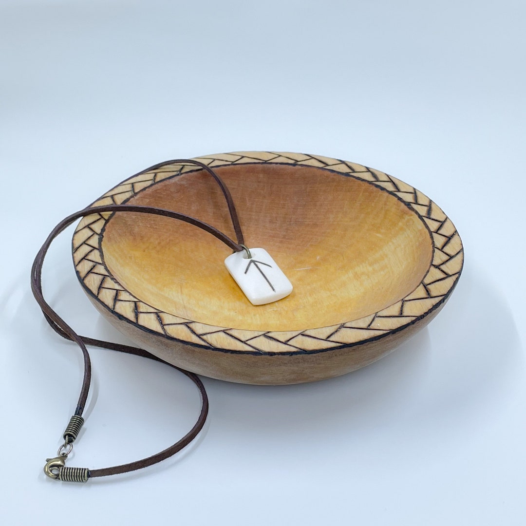 TIWAZ Tyr Rune - Bone Rune Pendant on 20 Inch Brown Leather Cord - Etsy