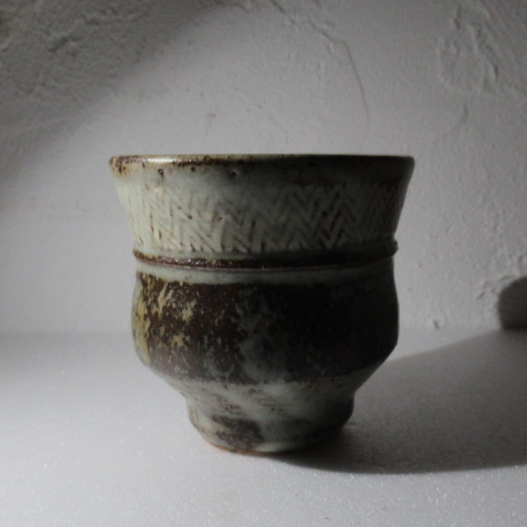 Mashiko Ware Inlaid Rope jomon Zogan Technique Sake Cup by Tatsuzo ...