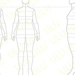 Plus Size Fashion Sketching Template | Female Croquis (digital Download ...