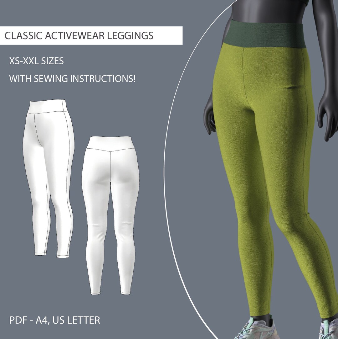 Basic Leggings Sewing Pattern With Instructions | High Waisted Women's ...