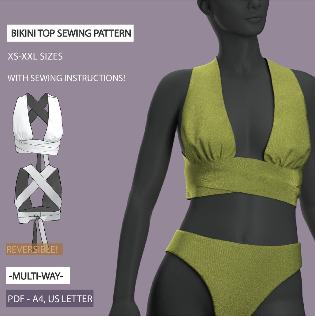 Digital Pattern Pdf Sewing Pattern With Tutorial Swimsuit Top Multi-way | Sizes Xs-xxl (US 2 ...