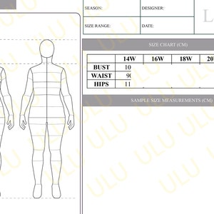 Plus Size Fashion Sketching Template | Female Croquis (digital Download ...
