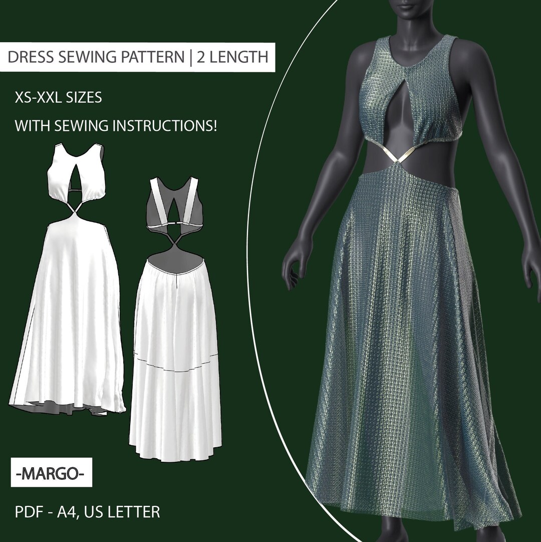 Women Dress Sewing Pattern With Sewing Instructions | Digital Sewing ...