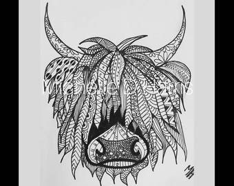 Zentangle cow print | Etsy