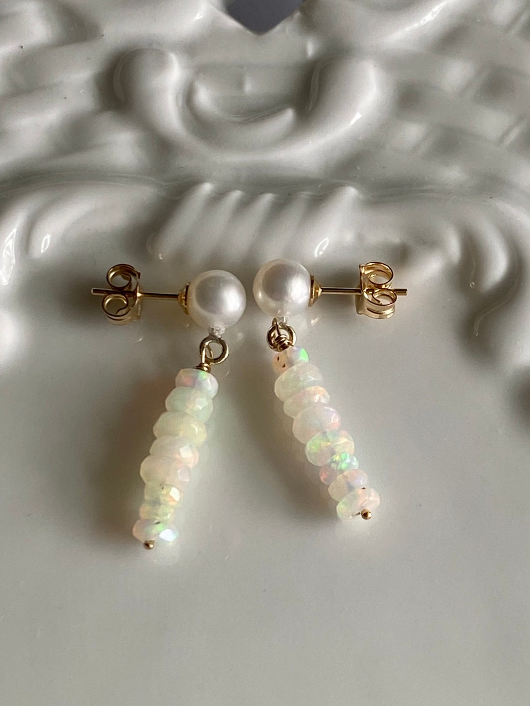Japanese Saltwater Akoya Pearl Studs - 5.6mm- AA Pearls - 4mm Ethiopian ...