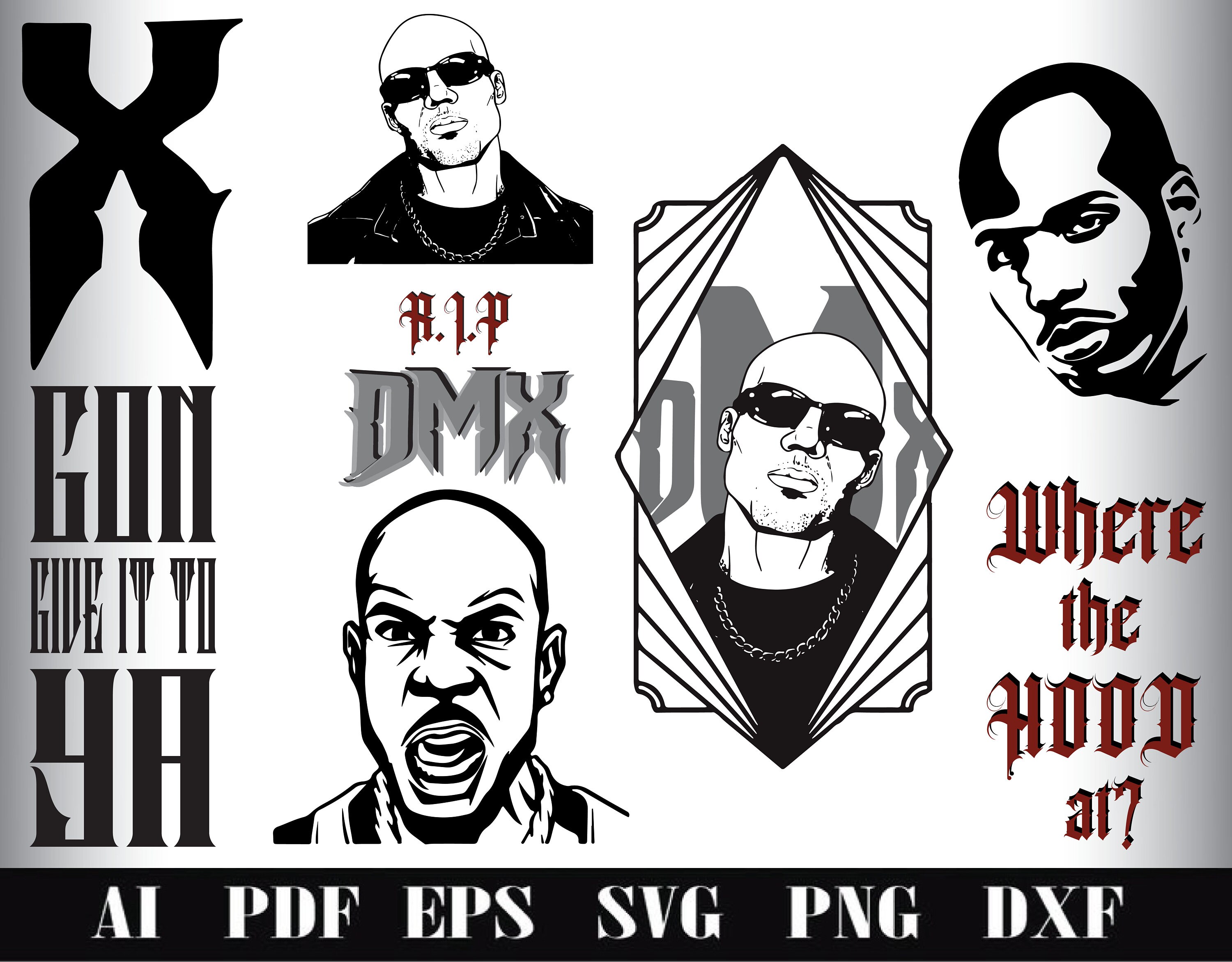 Tattooing Dmx Svg Bundle For Cricut-Silhouette Cut Files-Dmx Png,X Gon ...