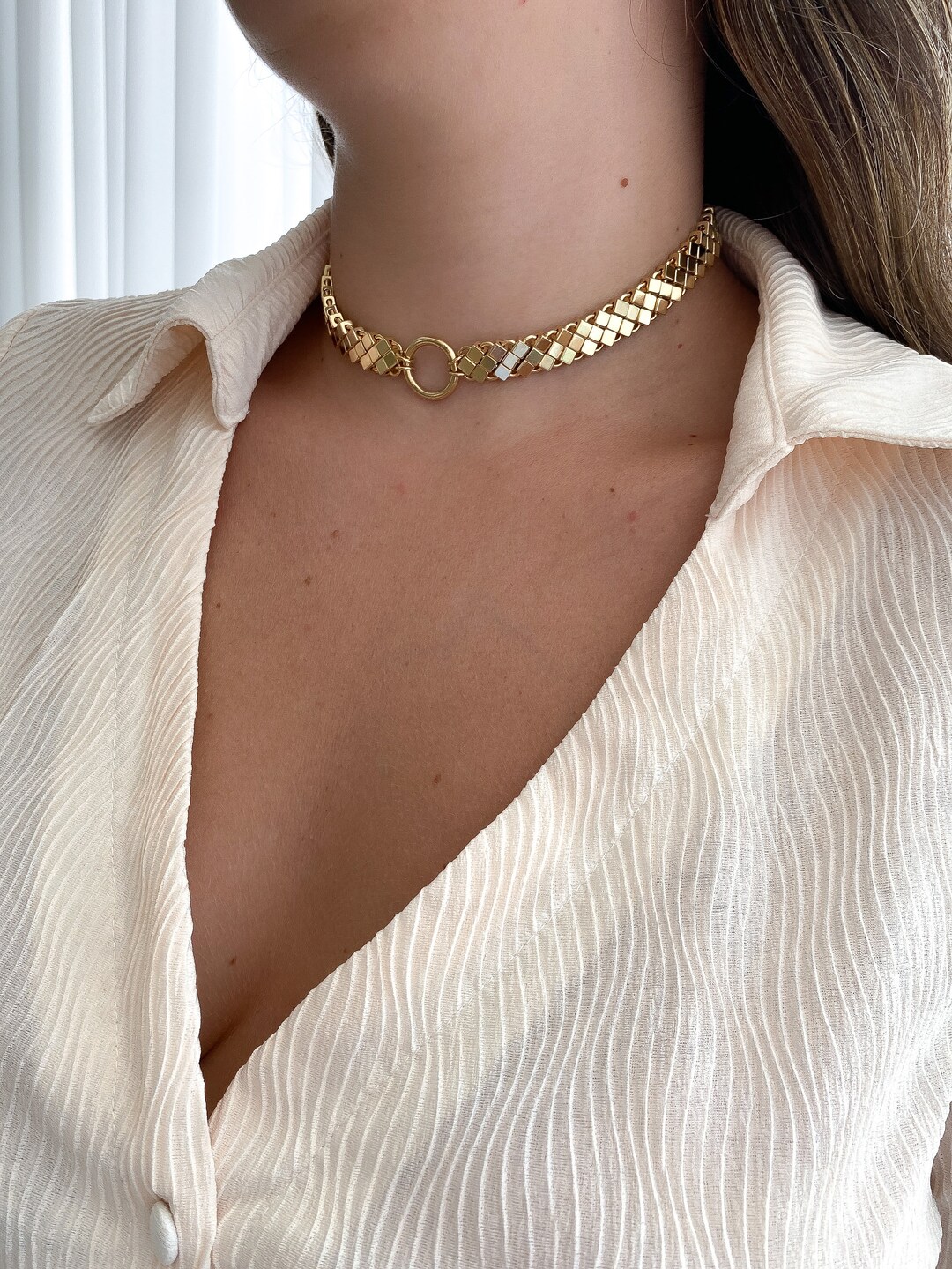 Hoop Thick Chain Link Choker, Snake Choker Necklaces for Women, Gold ...