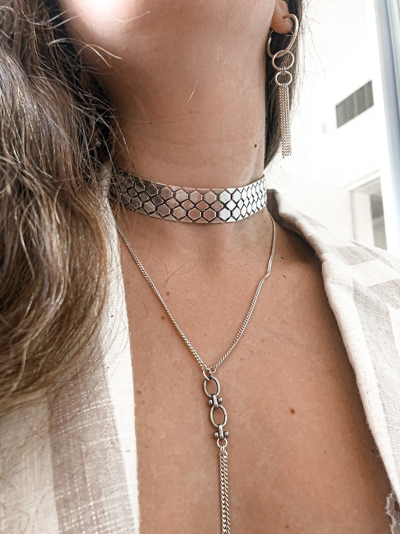 Thick Chain Link Choker Silver Choker Necklace for Women - Etsy