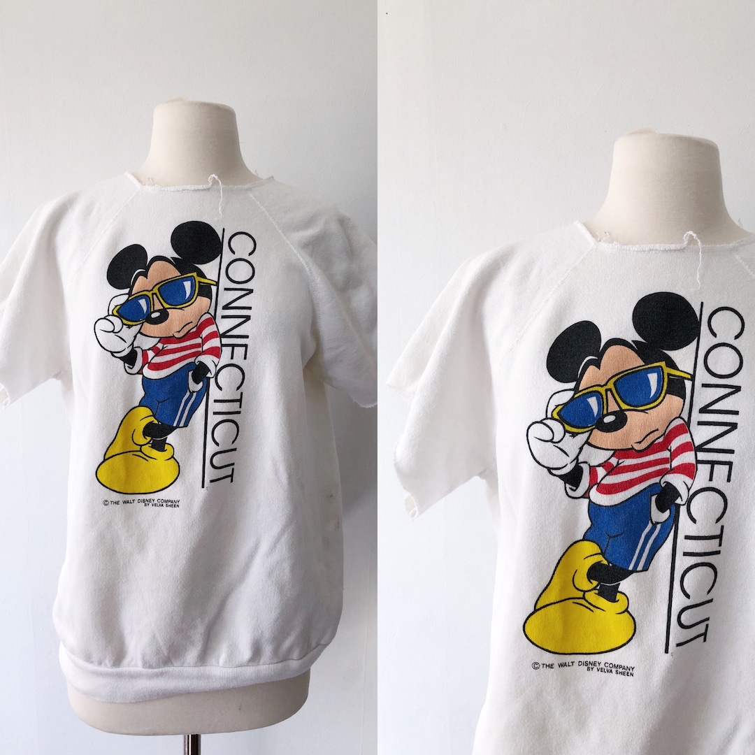 Vintage 80s Connecticut MICKEY MOUSE Disney Cut-off Sweatshirt Womens ...
