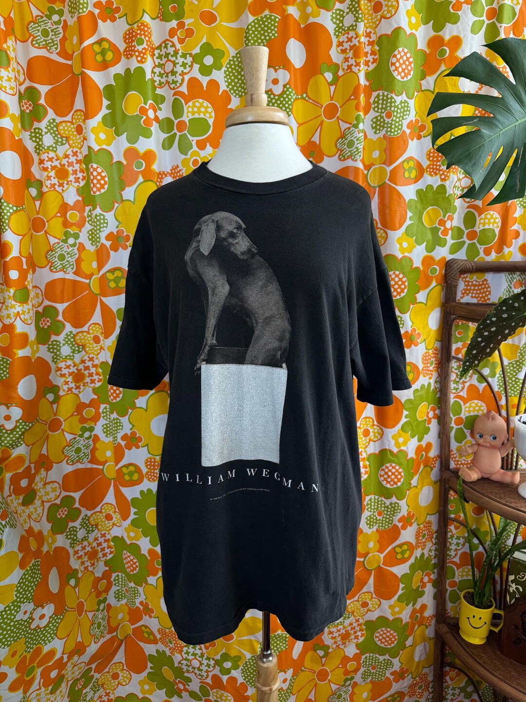 Vntg 1987 William Wegman in the Box Art Dog Statue Black Shirt Single ...