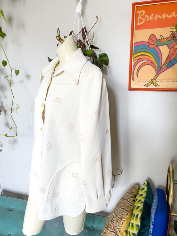 Vntg Alex Garay 60s 70s Cream Long Sleeve Blouse Shir… - Gem