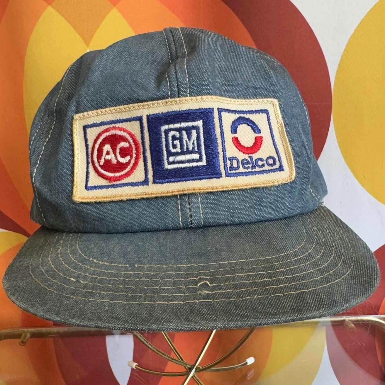 Vintage General Motors GM AC DELCO Denim Snapback Hat 80s 90s ...