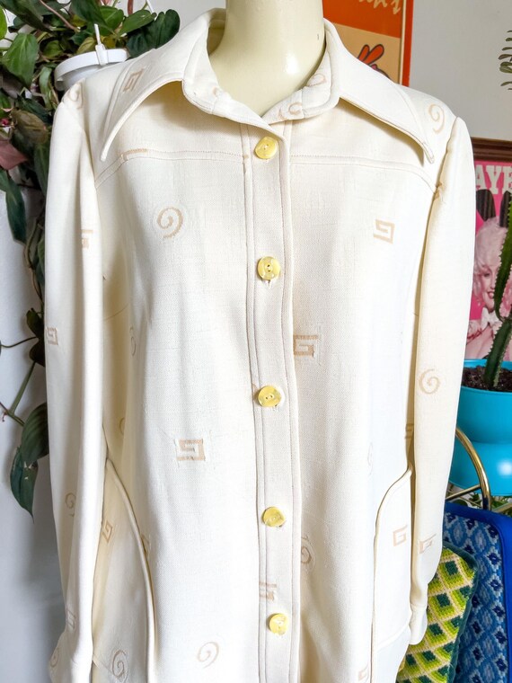 Vntg Alex Garay 60s 70s Cream Long Sleeve Blouse Shir… - Gem