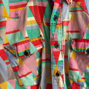 Vintage 80s WRANGLER Triangle Abstract Pastel Print Shirt DESTROYED ...