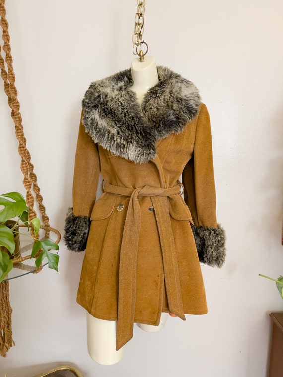 vntg juli de roma 60s 70s brown fur coat - Gem