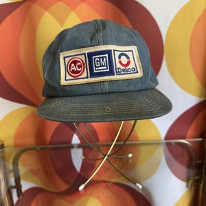 Vintage General Motors GM AC DELCO Denim Snapback Hat 80s 90s ...
