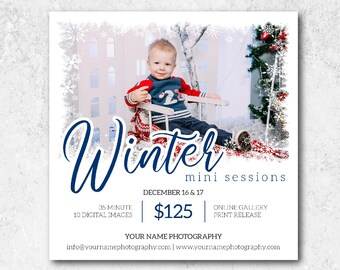 5x5 Winter Mini Sessions Template Holiday Marketing Board | Etsy