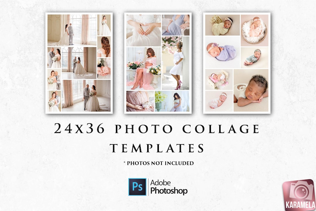 24x36 Photo Collage Templates for Photographers, Photoshop Templates - Etsy