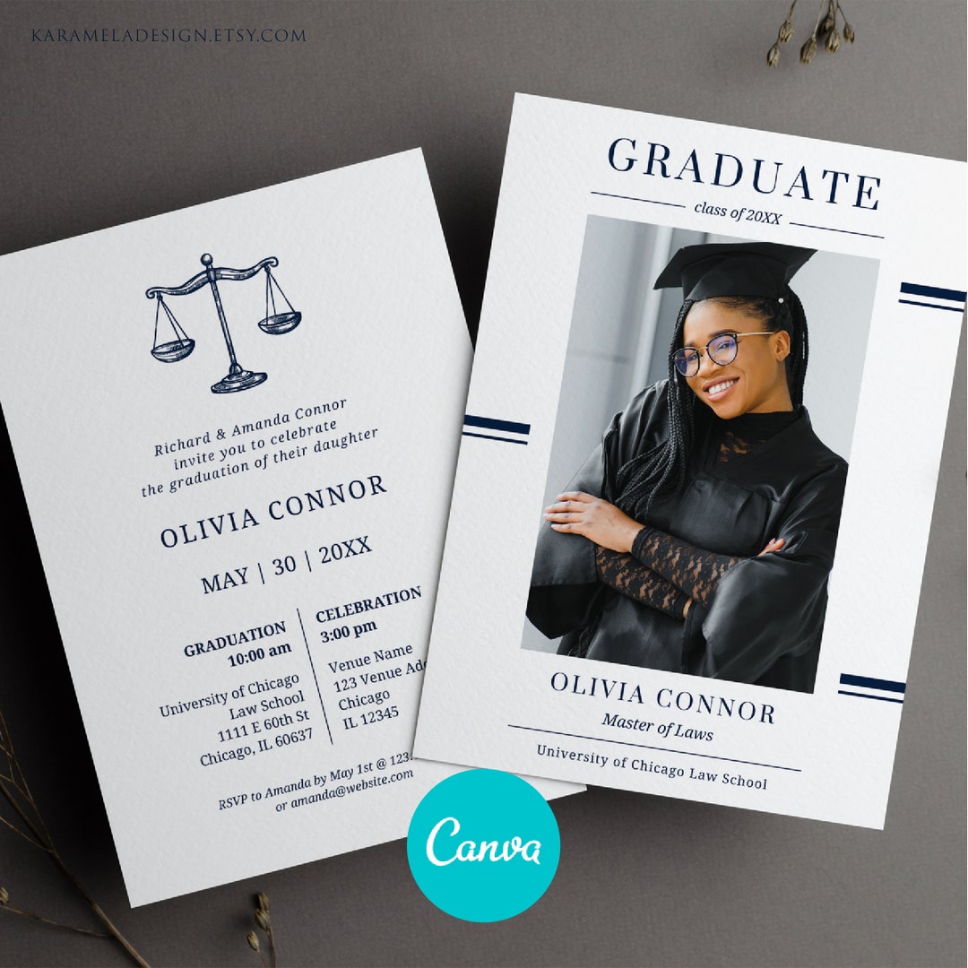 Lawyer Graduation Announcement - Customizable Modern Graduation ...
