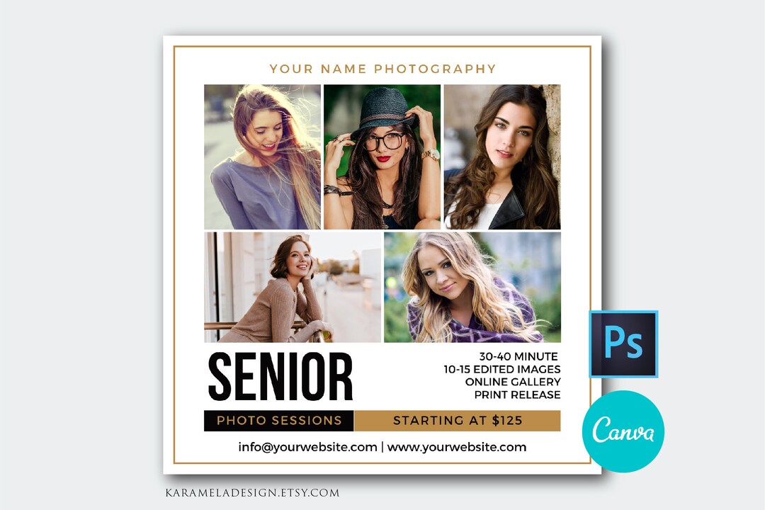 Senior Photography Mini Sessions Marketing Board for Canva and ...