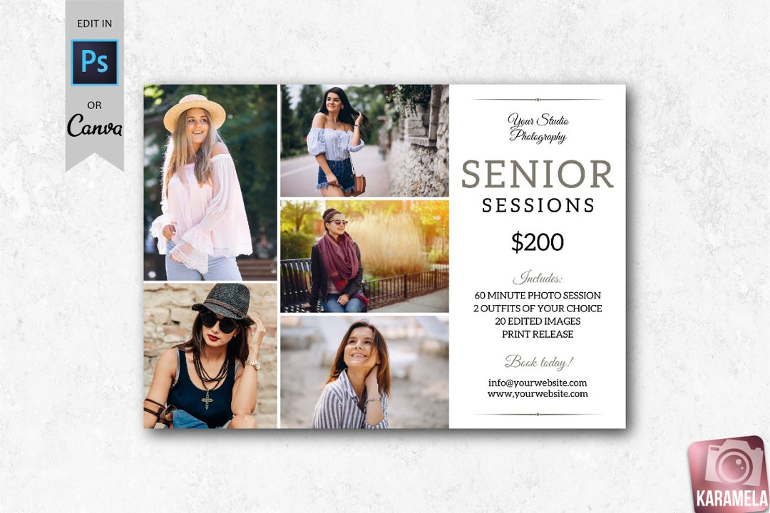 Senior Mini Session Template Senior Photo Session 7x5 Senior Portrait ...