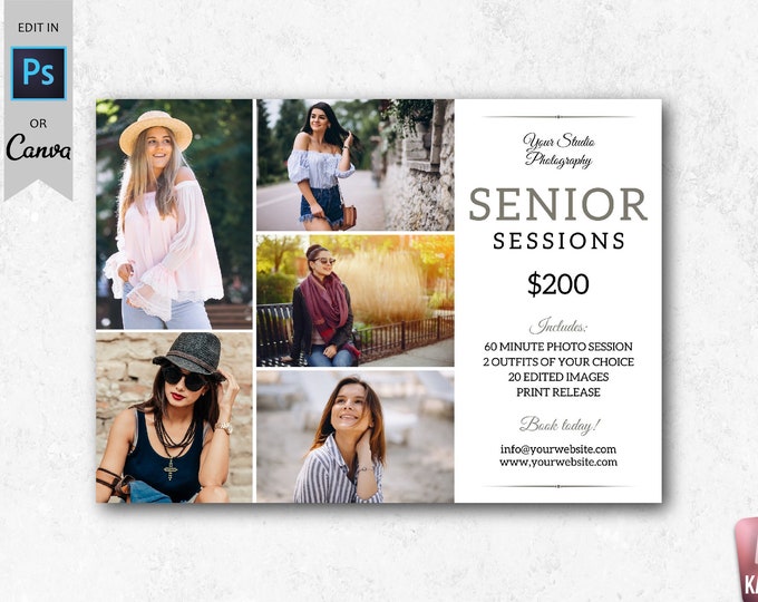 Senior Session Marketing Template | Photoshop Template PSD | INSTANT ...