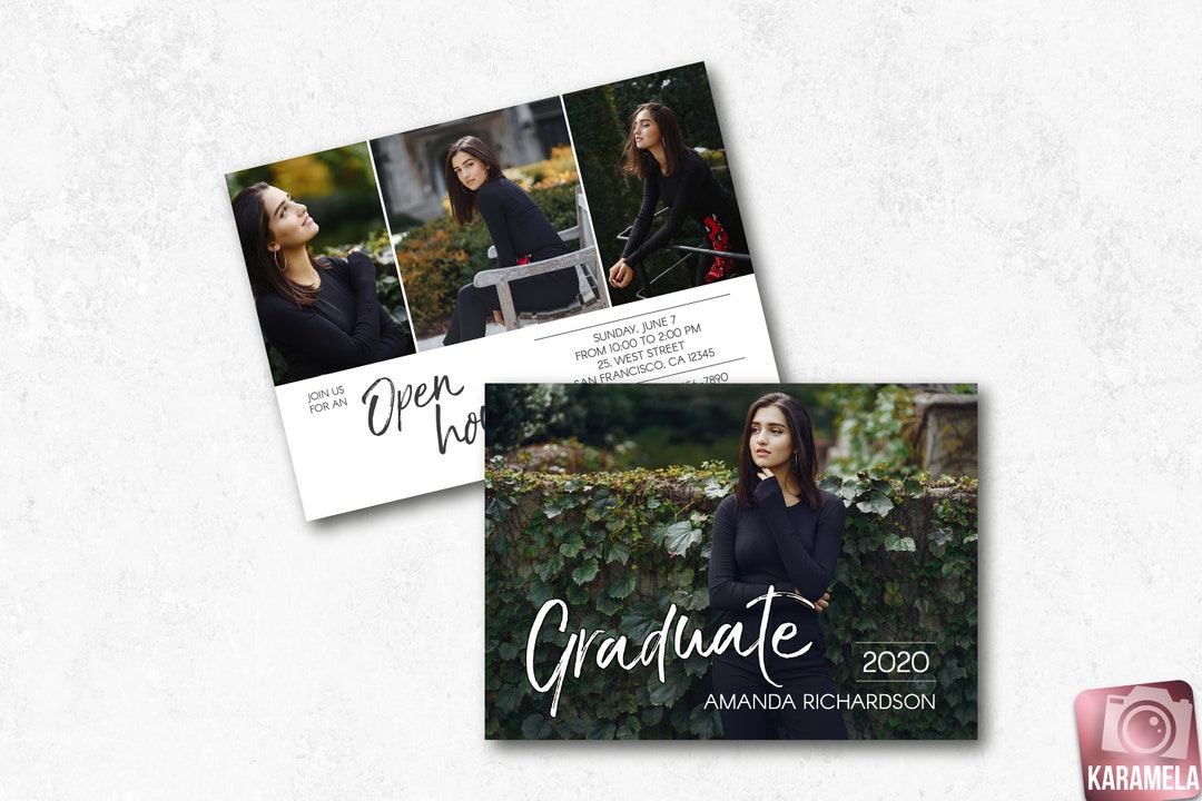 7x5 Senior Graduation Card Template: Photoshop Announcement (digital ...