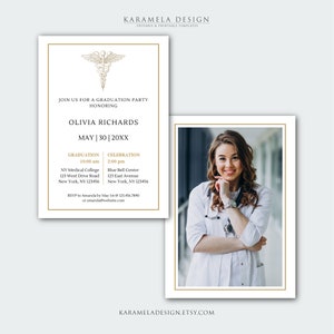 Modern Medical School Graduation Invite Template With Photo, Doctor ...