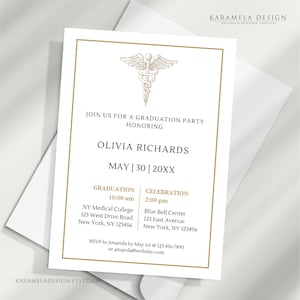 Modern Medical School Graduation Invite Template With Photo, Doctor ...
