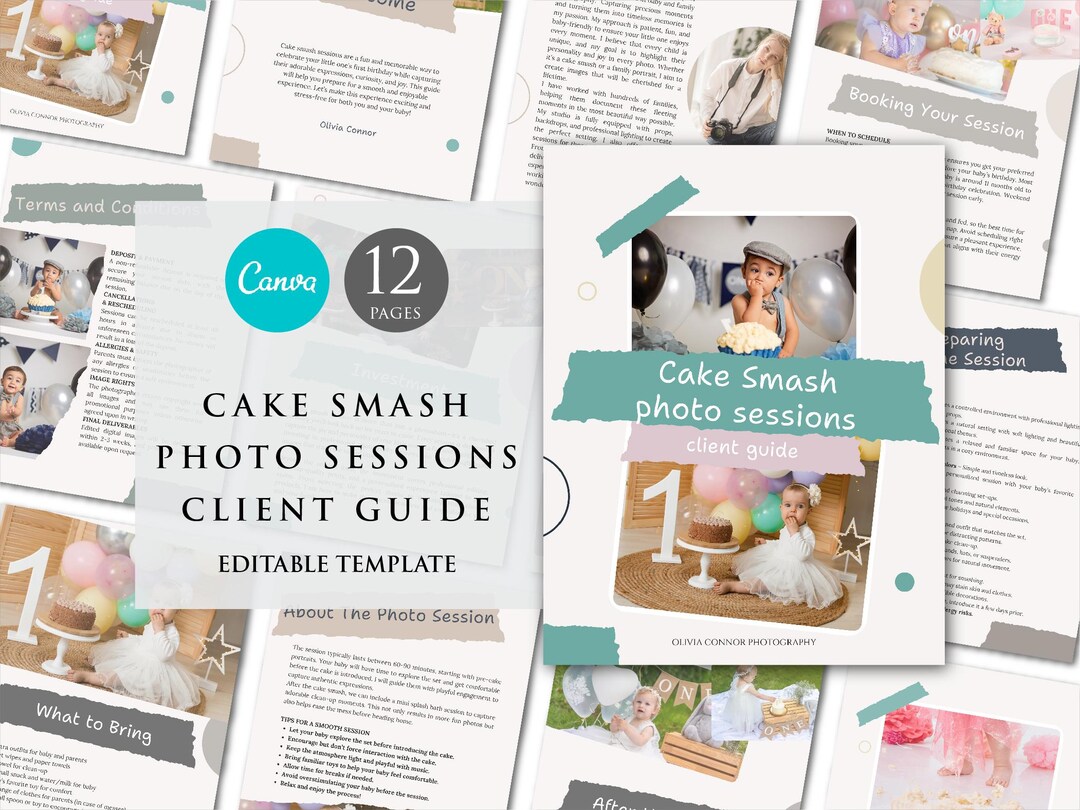 Cake Smash Client Guide Canva Template | Editable Welcome Packet for ...