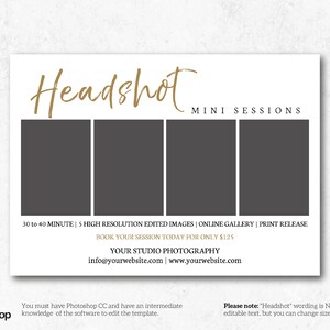 Headshot Mini Sessions Template Photoshop Template Marketing Board for ...