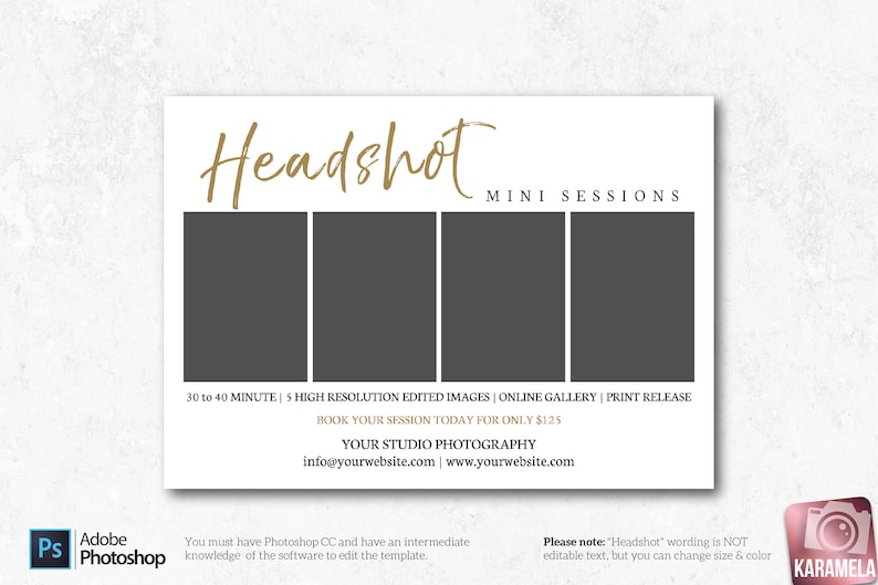 Headshot Mini Sessions Template Photoshop Template Marketing Board for ...