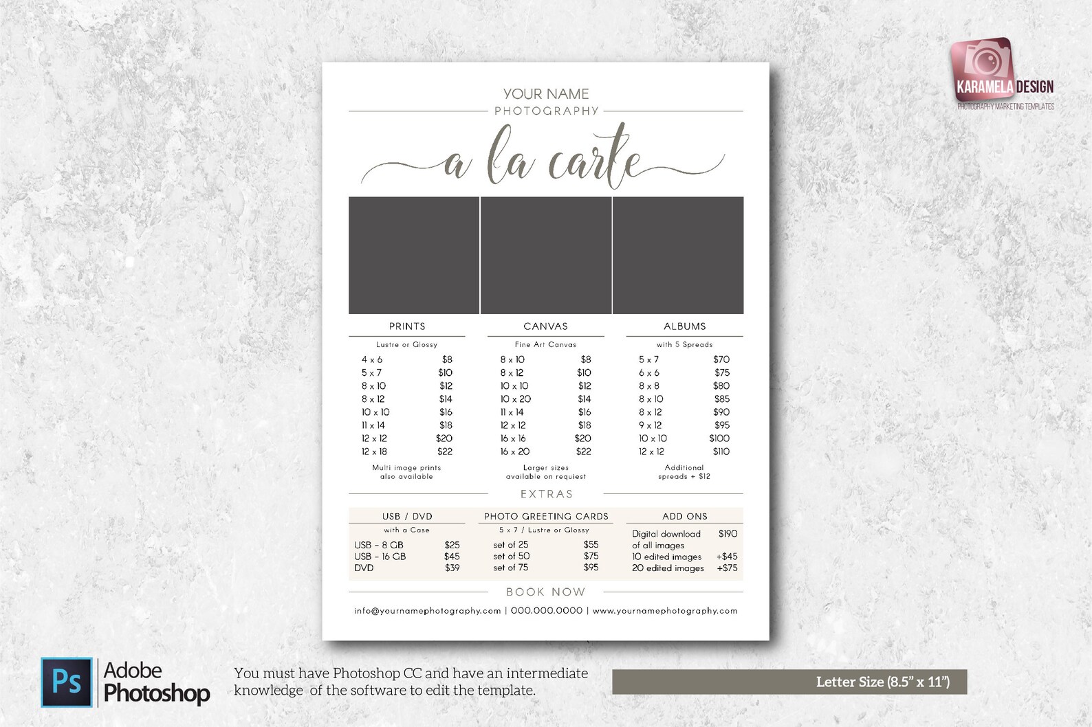 Photography A La Carte Template: Newborn Pricing Sell Sheet (photoshop ...