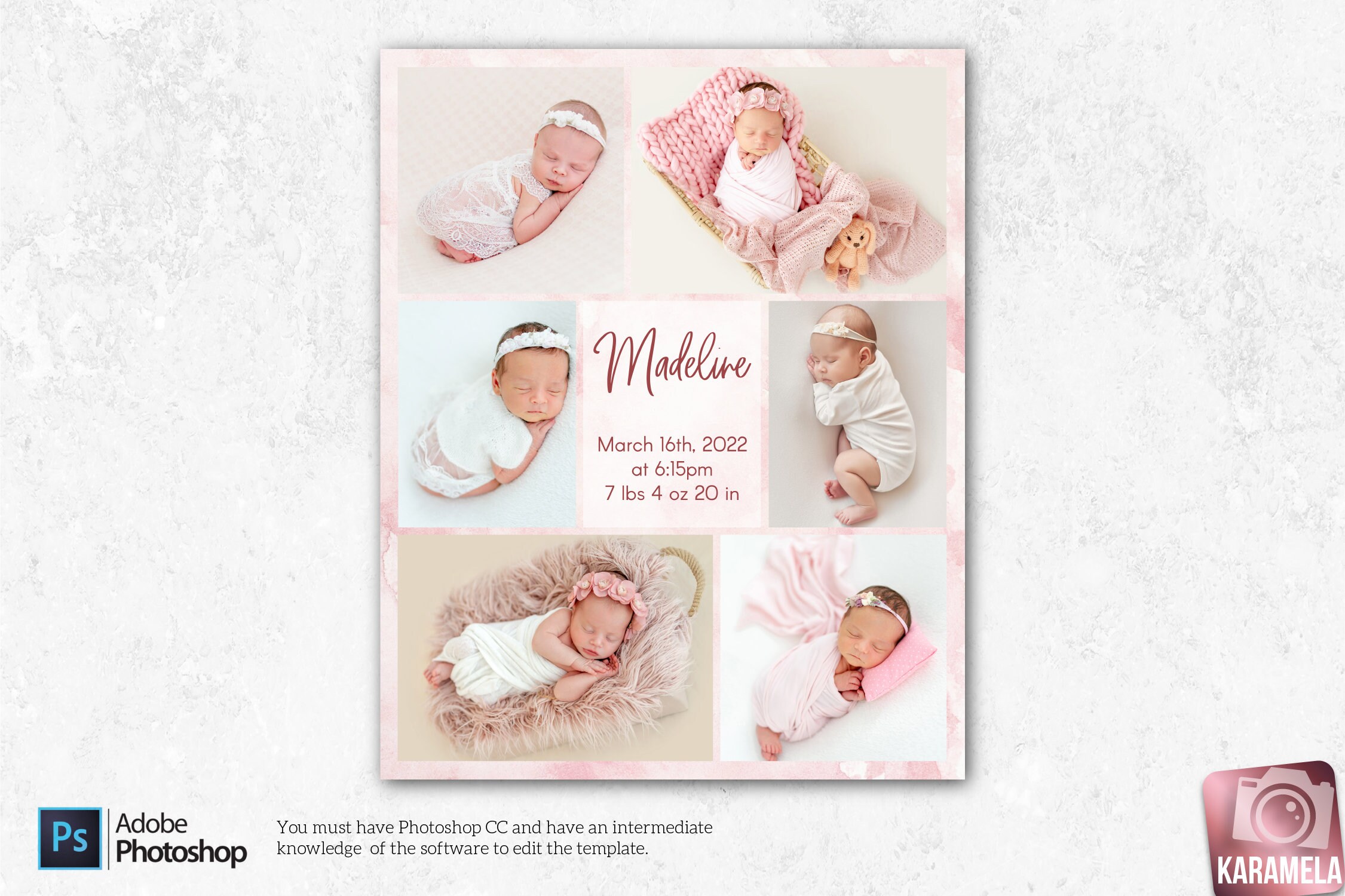 Newborn Photo Collage Template: Baby Boy & Girl (photoshop Template) - Etsy