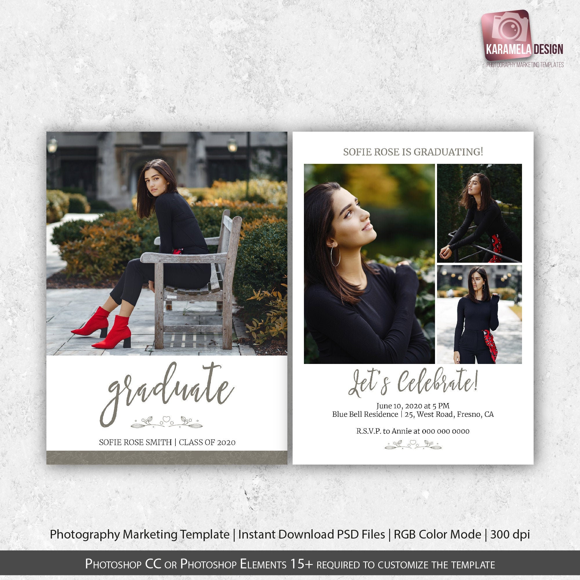 Graduation Announcement Template for Photographers Senior Card | Etsy
