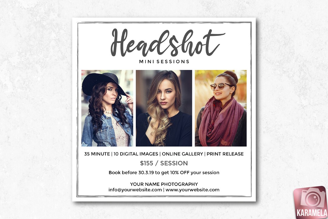Headshot Marketing Template Photography Template Headshot Mini Session ...