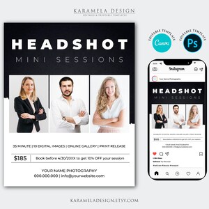 Professional Headshot Mini Sessions Template | Canva & Photoshop ...