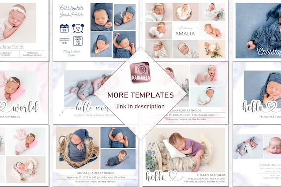 Hello Baby Announcement Template Photoshop & Canva Baby Birth ...