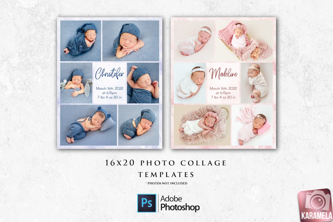 Baby Photo Collage Template for Photographers, Newborn Collage, Baby ...