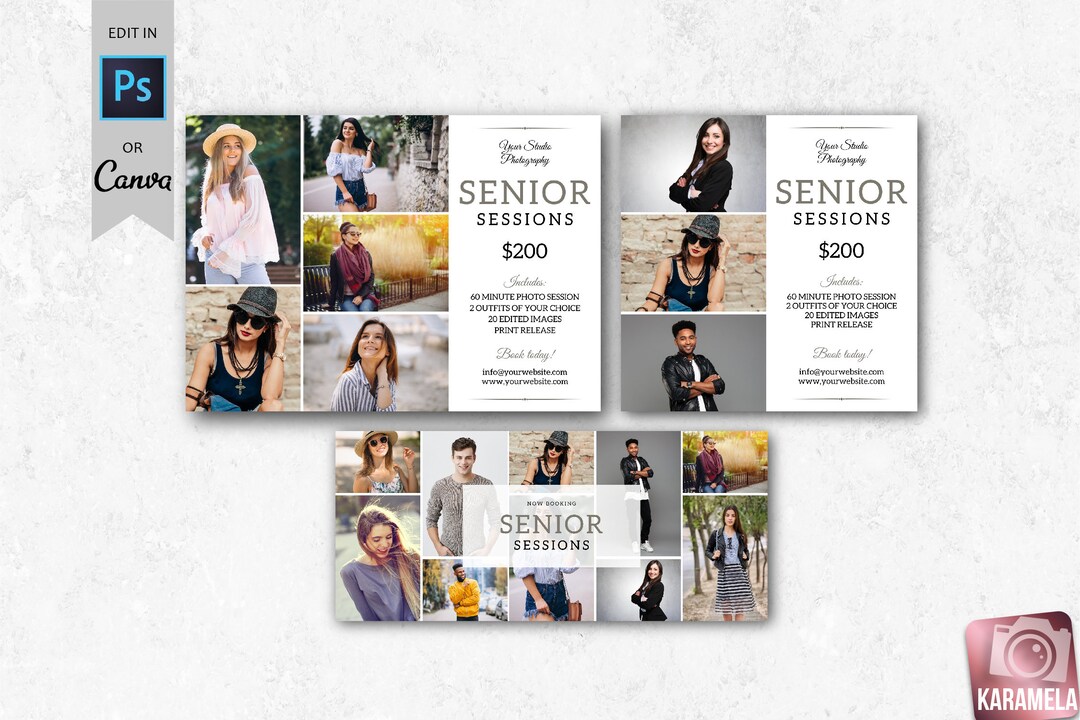 Senior Photo Session Template: Marketing Bundle (canva or Photoshop) - Etsy