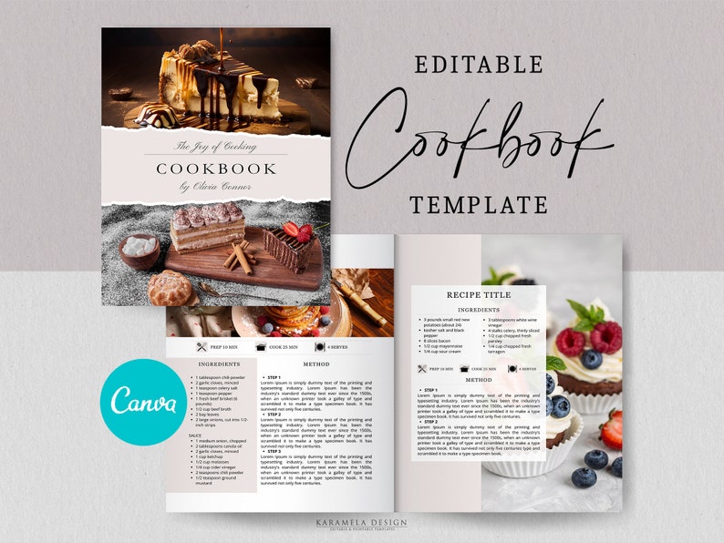Modern Cookbook Template: Editable Recipe Book (canva) - Etsy