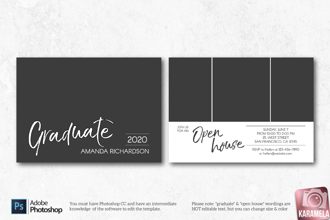 7x5 Senior Card Template for Photographers Photoshop Template - Etsy