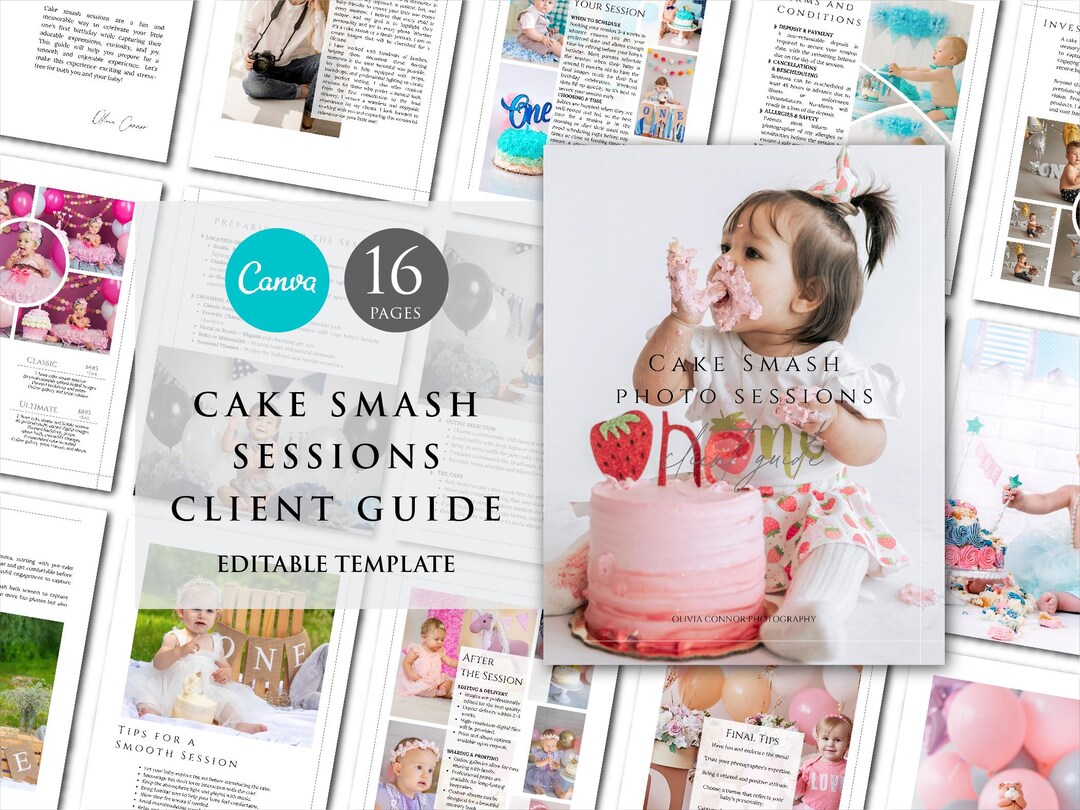Cake Smash Photography Session Guide Template | Canva Client Welcome ...